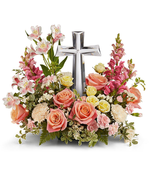 Teleflora Grace and Glory Bouquet with Crystal Cross | Pesches Flowers ...